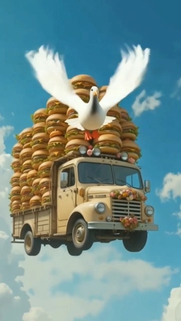 Flying Burger Truck & Giant Pigeon | Funny & Surreal Animation ...