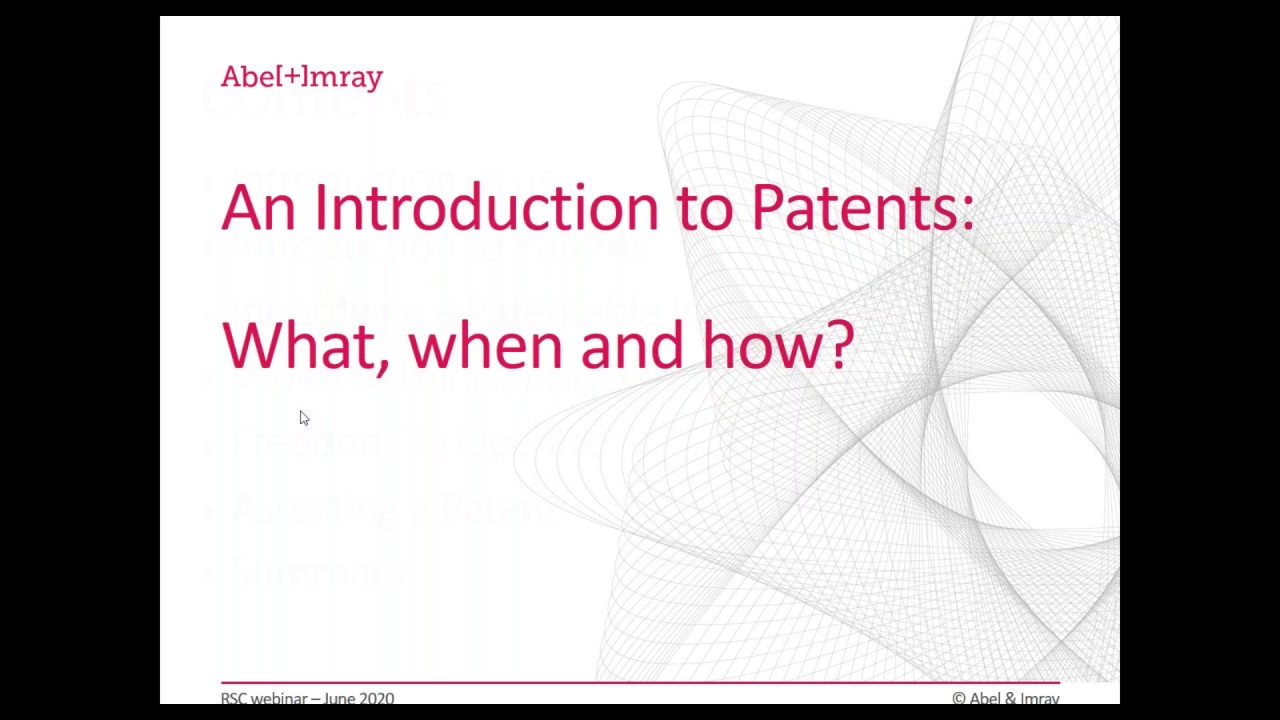 ChemCareers 2020 An Introduction to Patents with Abel and Imray - YouTube