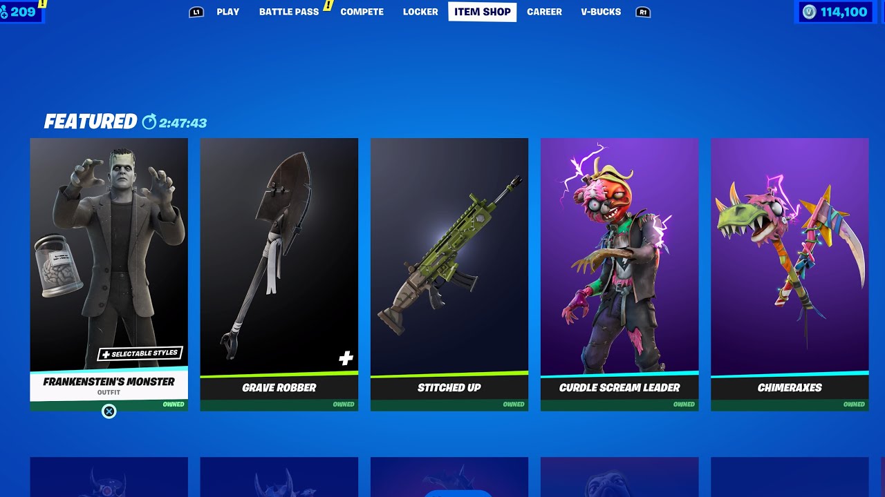 Fortnite Frankenstein Monster and Curdle Scream Leader Skins in Item ...