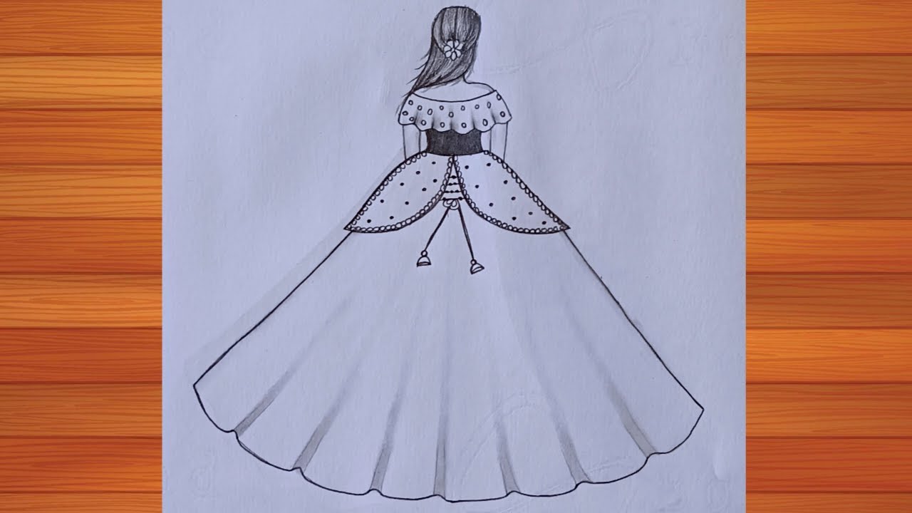How to draw a girl backside drawing / drawing girl lehenga easy ...