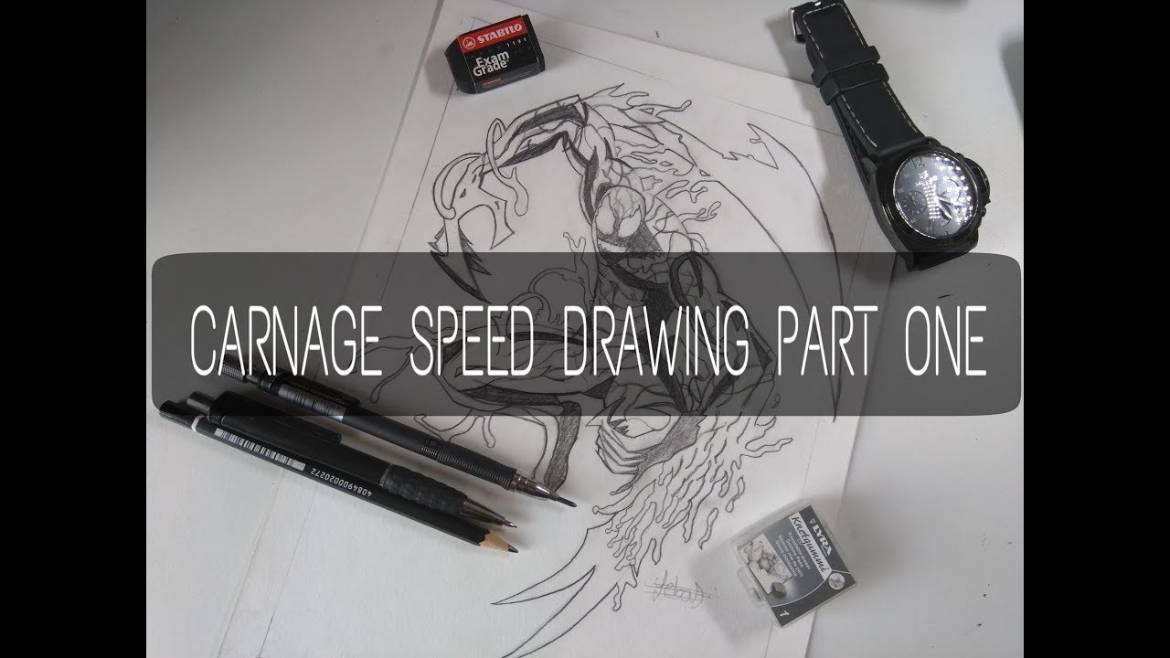 Speed Drawing Carnage Pt 1 / How to draw carnage / Carnage comic sketch ...