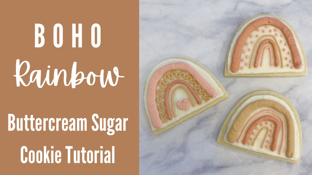 How to Decorate a Boho Rainbow Cookie [Buttercream Sugar Cookie ...