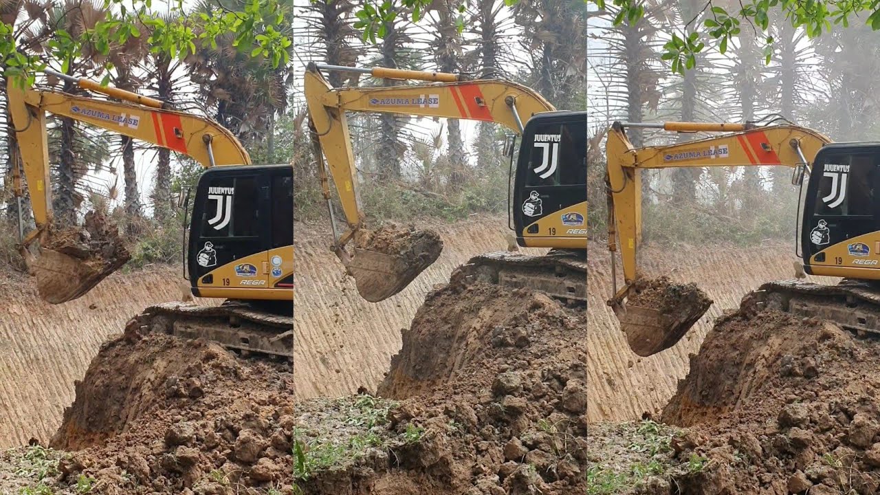 Yellow Heavy Equipment CAT Excavator Digging Ground - YouTube