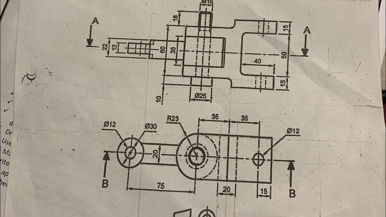 Engineering Drawing N2/Sectional Drawing (B) - YouTube