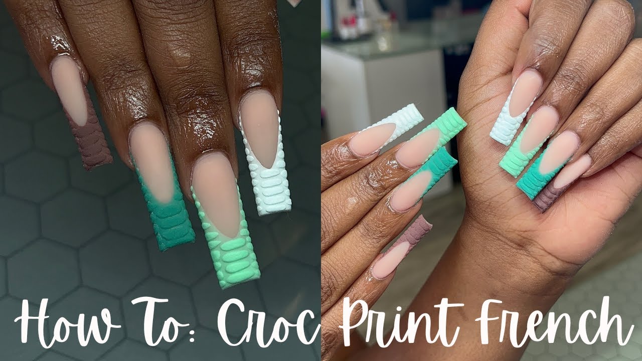 how to: croc print French tips | perfect fall/winter nails - YouTube