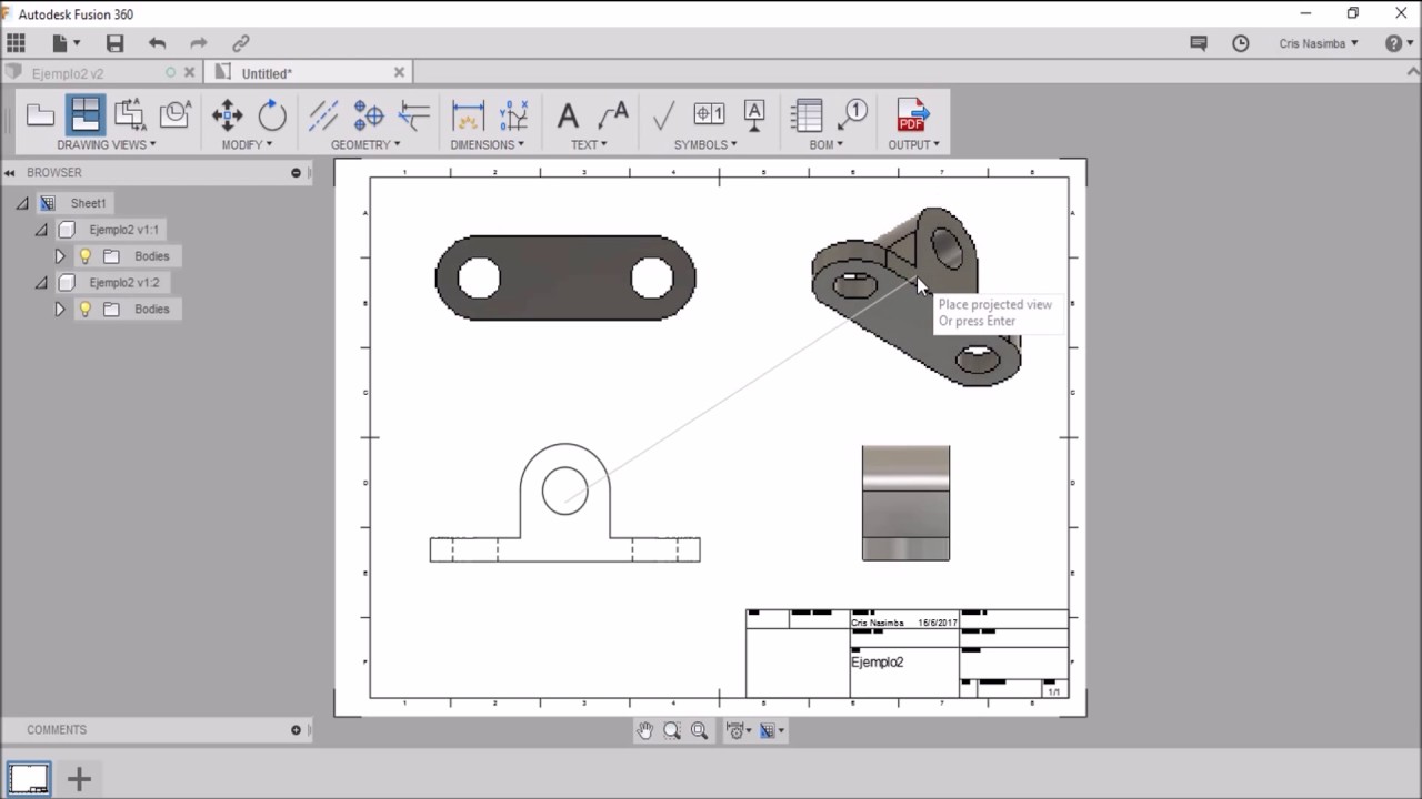 Fusion 360 Conceptos BÁsicos Creando Un Drawing Youtube