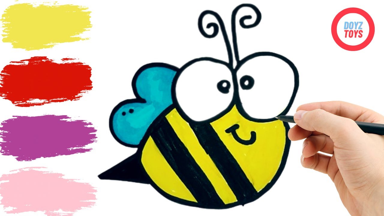 How to draw a bee for kids | Painting and colouring for kids. - YouTube
