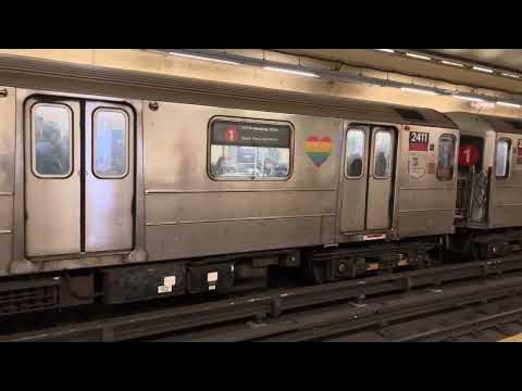 IRT Broadway line: Double R62A (1) trains at @ 168th Street - YouTube