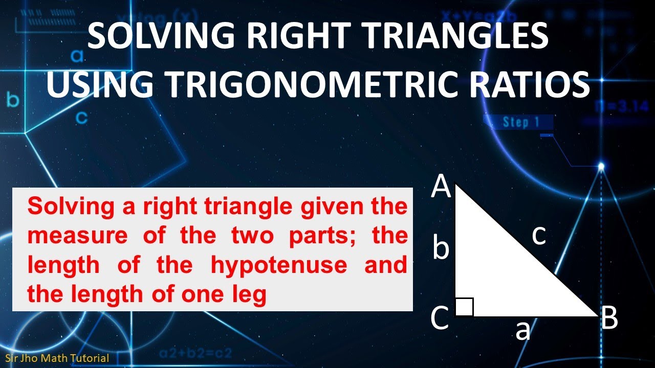 Solving a right triangle given the measure of the two parts| the ...