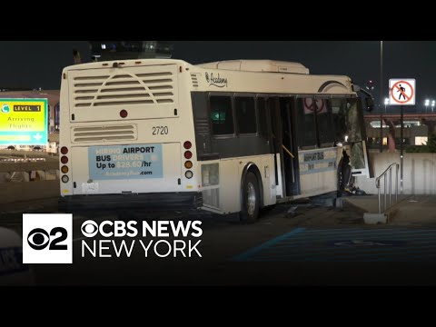 13 hospitalized after Newark Airport employee shuttle bus crashes, officials say