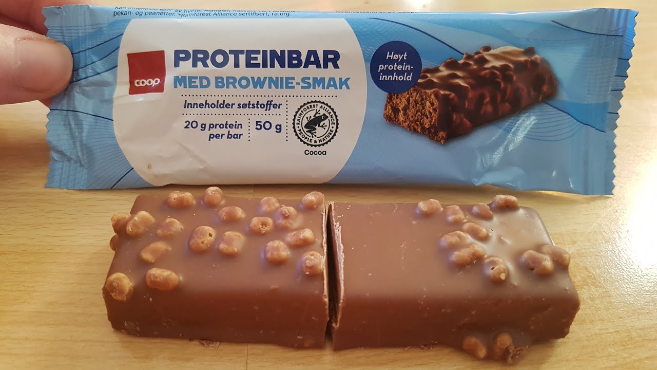 Coop Protein Bar With Brownie Flavor - YouTube