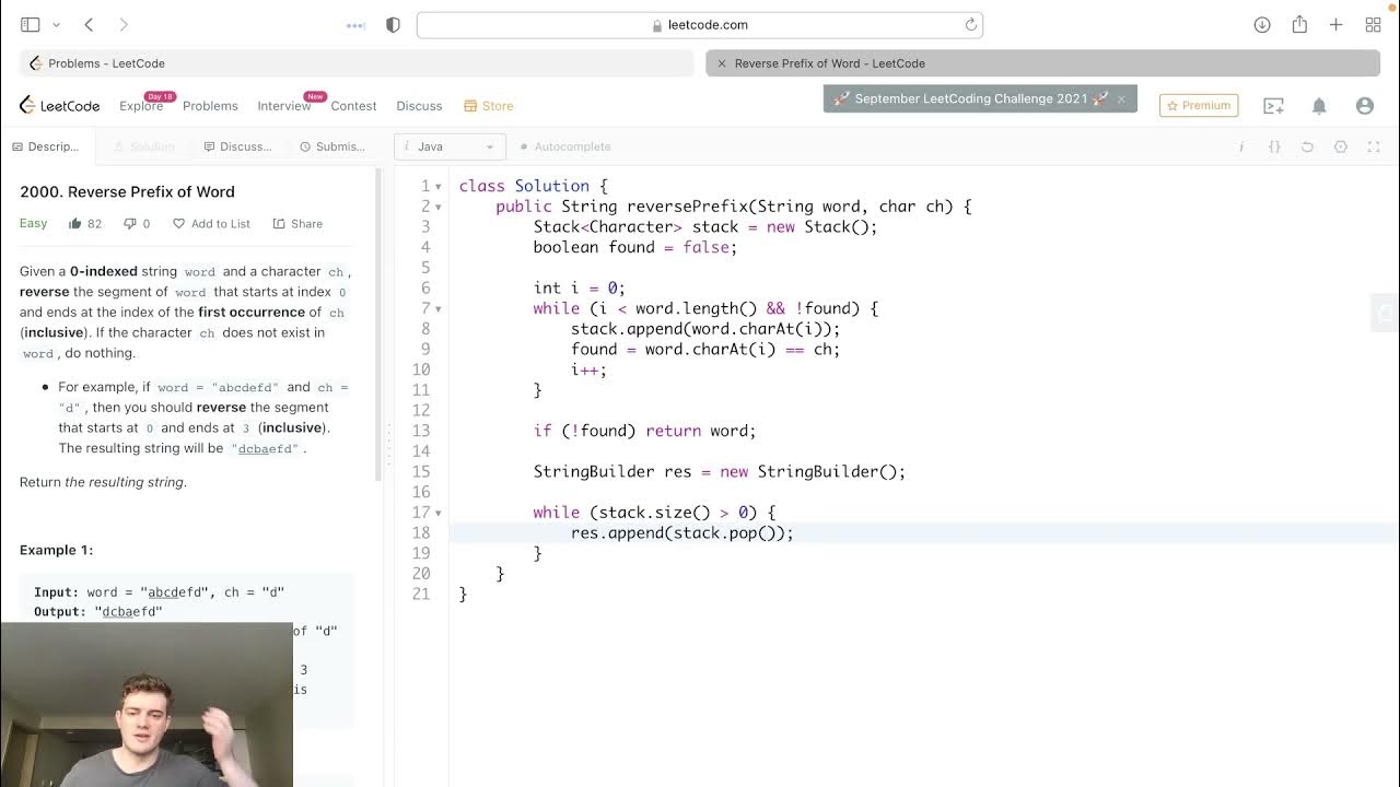 Leetcode Solution - 2000 Reverse Prefix of Word - YouTube
