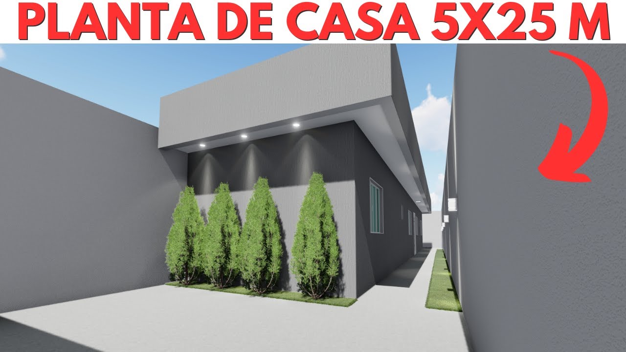 PLANTA DE CASA 5x25 METROS COM 02 QUARTOS! - YouTube