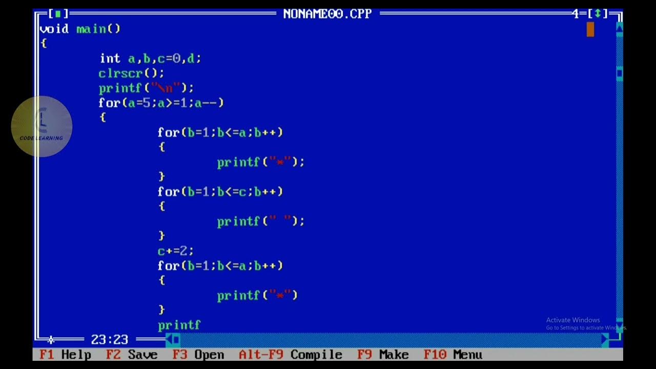 C Language Printing Pattern Codelearning Youtube