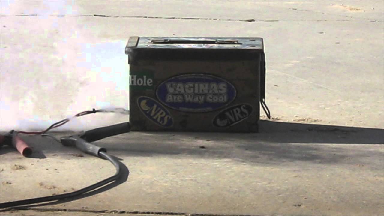 Lipo battery fire containment test 1 - YouTube