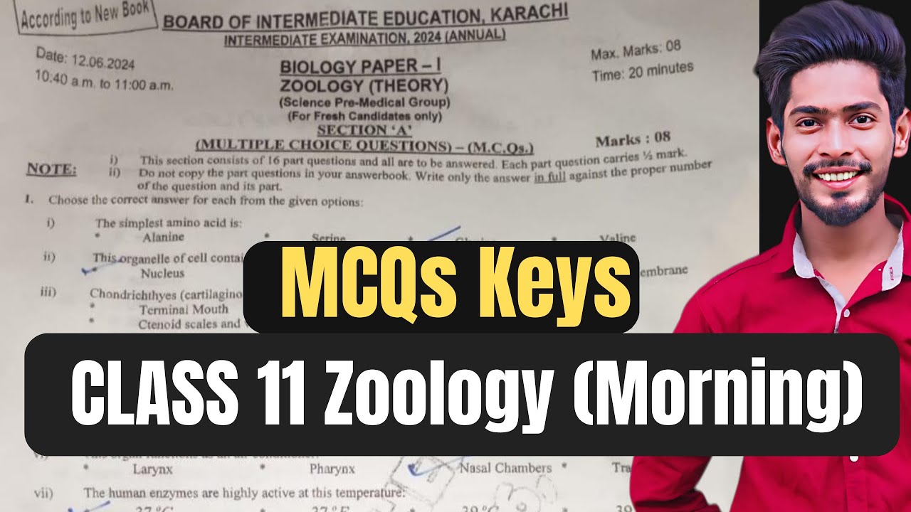 Class 11 zoology Today Paper MCQs keys | XI zoology MCQs key morning ...