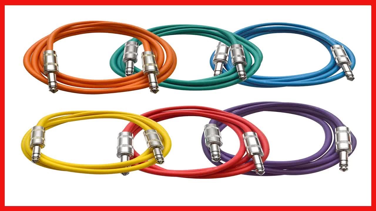 Seismic Audio Speakers ¼” to ¼” TRS Patch Cables, 6 Foot Patch Cables ...