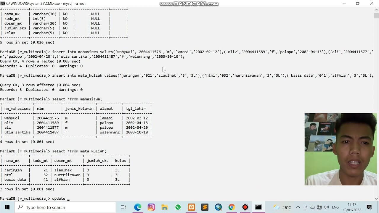 Database ruangan multimedia menggunakan mysql phpmyadmin - YouTube