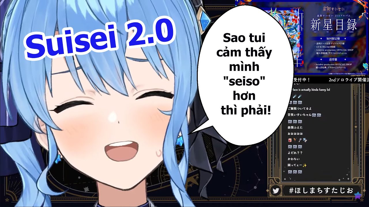 [Hololive Vietsub] Suisei cũng không thể cưỡng lại sự cute của bản thân sau khi nâng cấp lên ...