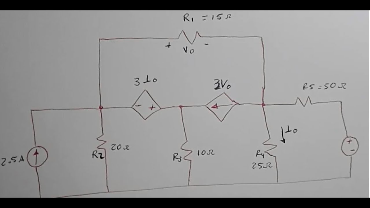 Tensiones de nodo, súper nodo y fuentes dependientes - YouTube