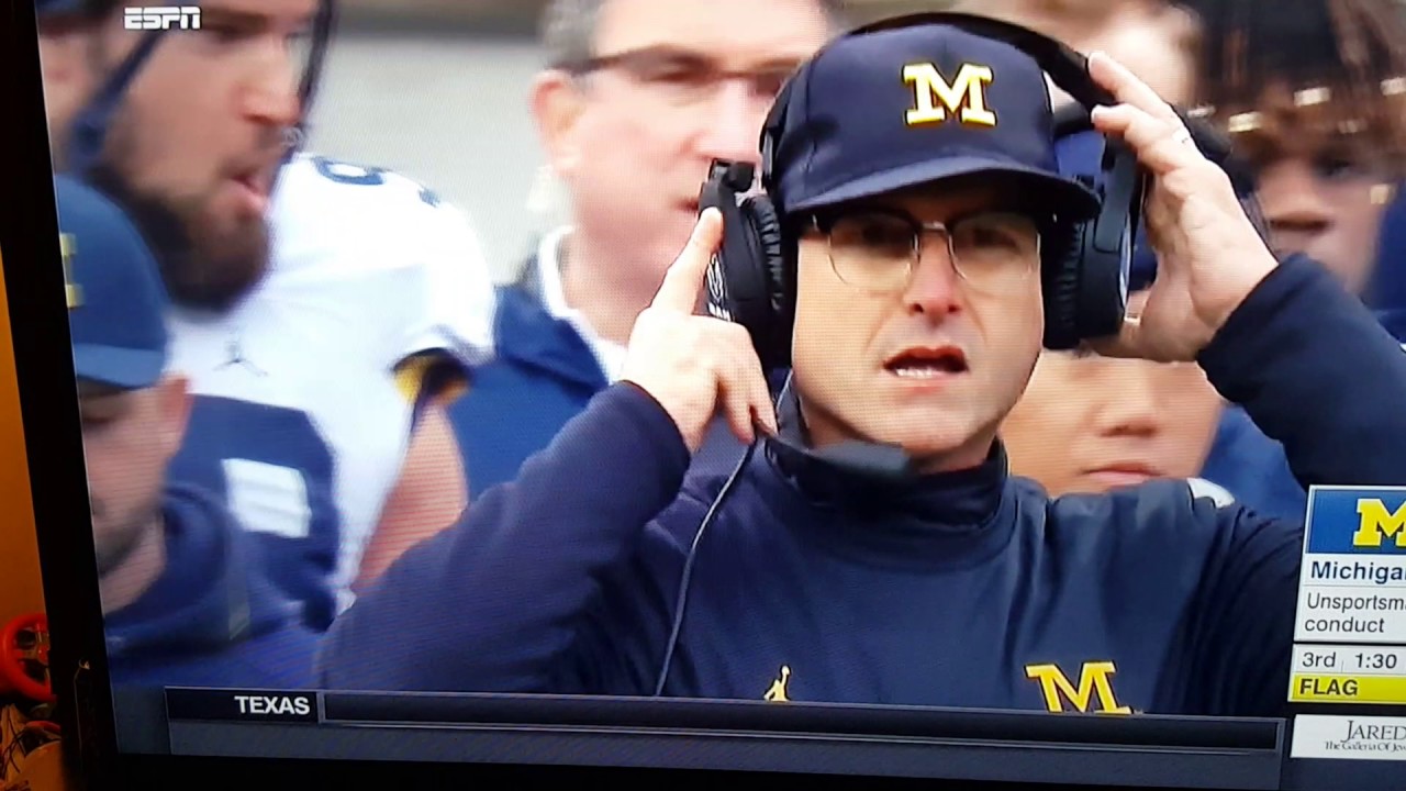 Michigan Coach Jim Harbaugh Breaks Headset, Gets Flag, Ohio score easy ...