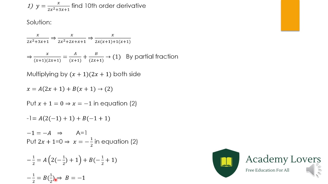 10th order derivative of the functions | calculus-II - YouTube