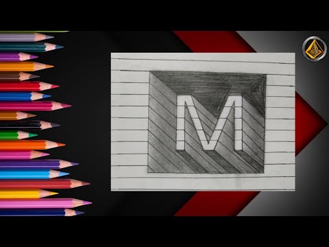 how to draw a 3d letter M drawing | epicmonster drawing - YouTube