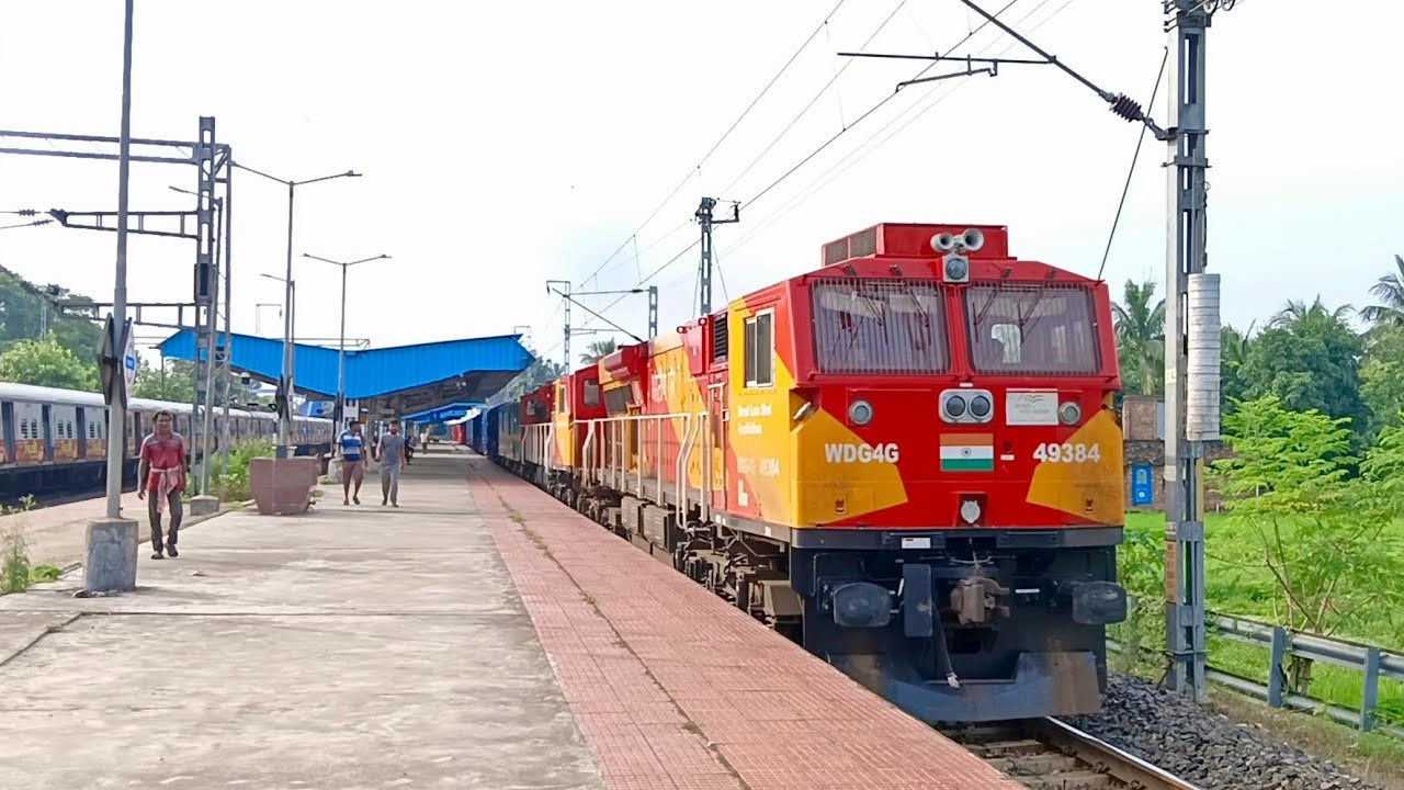 Gandhidham Twin Wdg4g Diesel Locomotive With Bcna Wagons Goods Train ...
