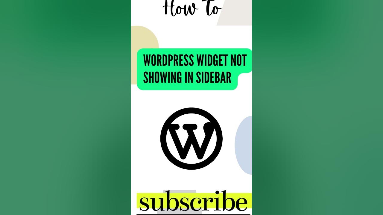 WordPress Widget Not Showing in Sidebar - YouTube