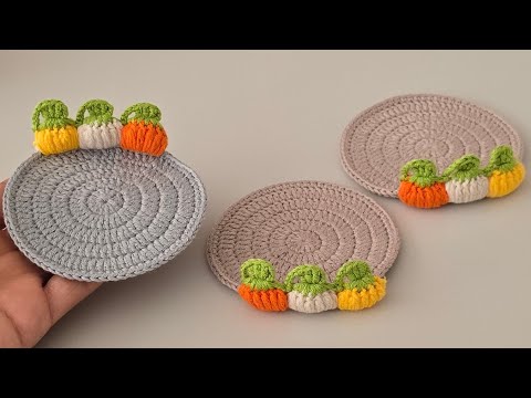 🧡Sonbahar Temalı Balkabağı Altlık | Easy Fall Crochet Pumpkin Coaster