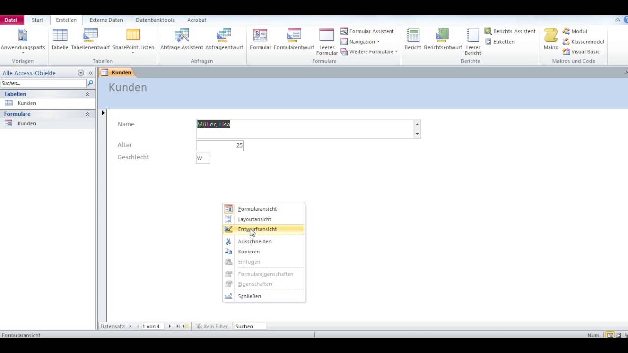 Access Video 2: Formulare erstellen und im Entwurf bearbeiten - YouTube