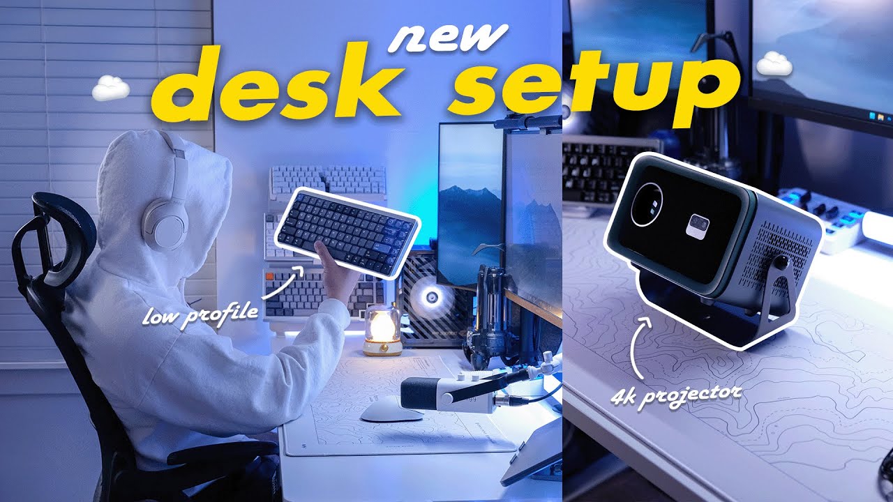 New Desk Setup ☁️ | NuPhy Air75 HE, 4k Projector & Gaming Mouse ...