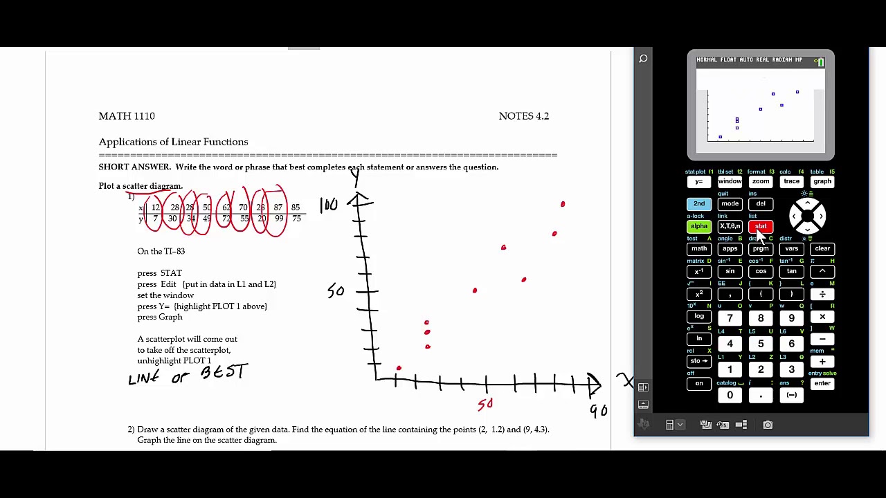MATH 1110 College Algebra Section 4.2 Part 1 Linear Regression - YouTube
