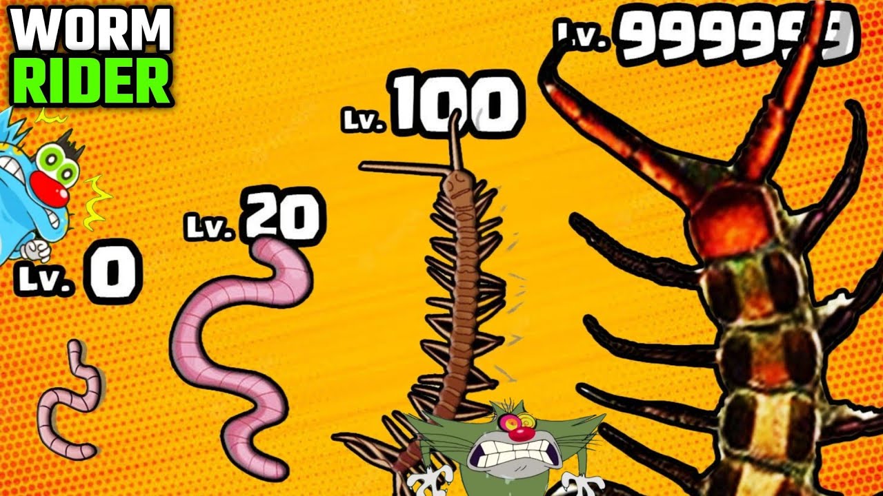 Oggy Grow The Biggest Centipede Worm in Worm Rider Game | With Jack ...