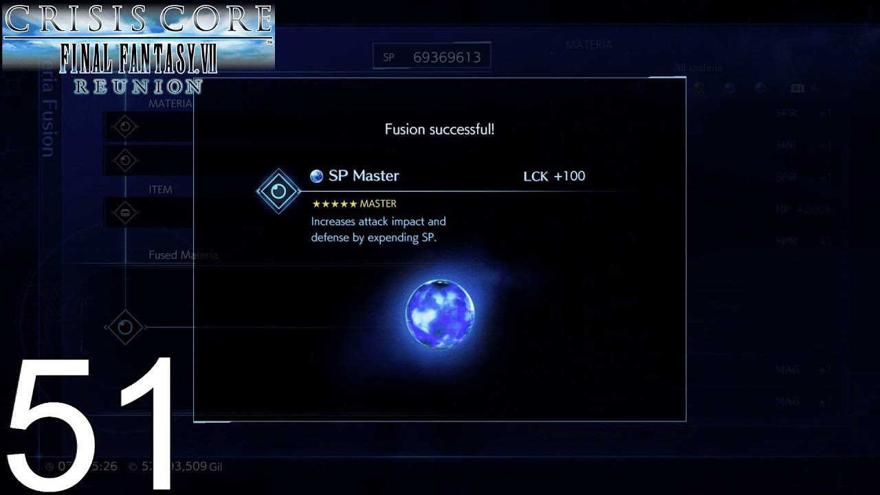 Crisis Core FF VII Reunion [Hard Mode] Walkthrough Part 51 Luck 100 ...