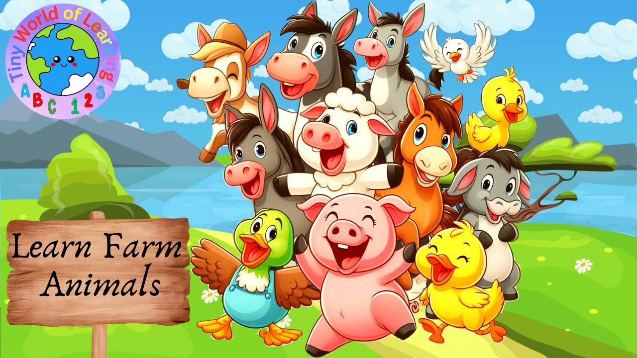 Learn 8 Farm Animals For Kids & Toddlers - Farm Animals Names Including ...