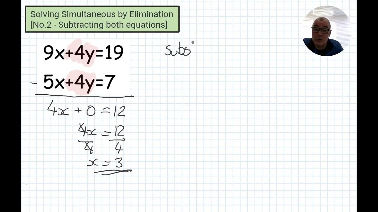 Solving Simultaneous Equations by elimination subtracting the equations ...