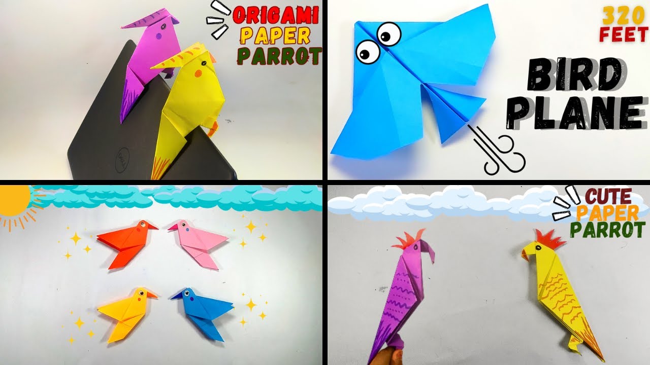 How To Make 4 Easy Origami Birds | 3d Bird Paper Craft | DIY Paper ...