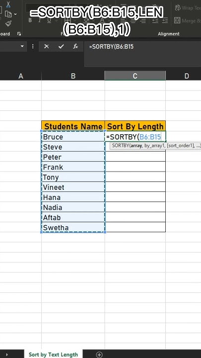 How to Sort Data by Text Length in Excel using SORTBY Function in Excel Formula - YouTube