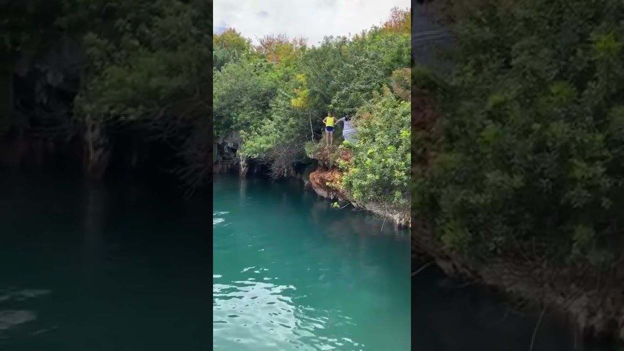 Cliff Jump in Bermuda at Blue Hole Park - YouTube