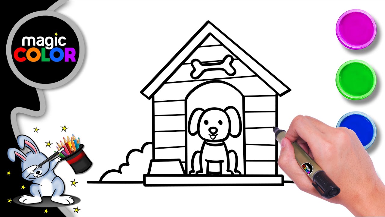 How to draw Doghouse - Easy Draw Magic Color for kids - Magic Color ...