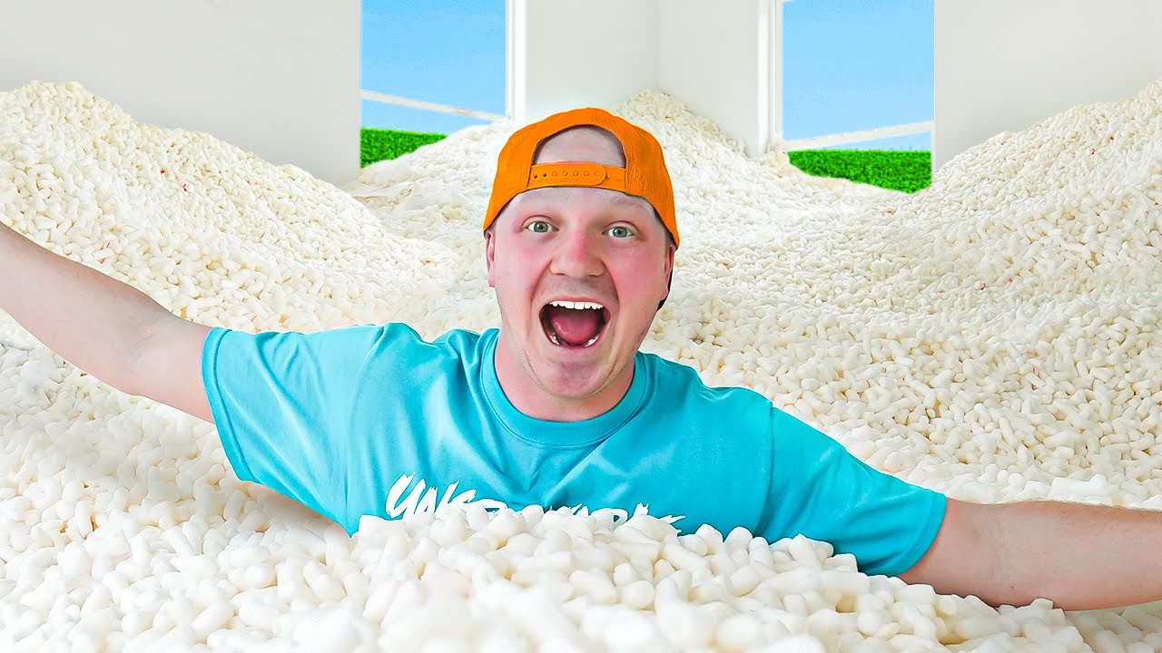 Filling My Tiny House with Packing Peanuts! - YouTube