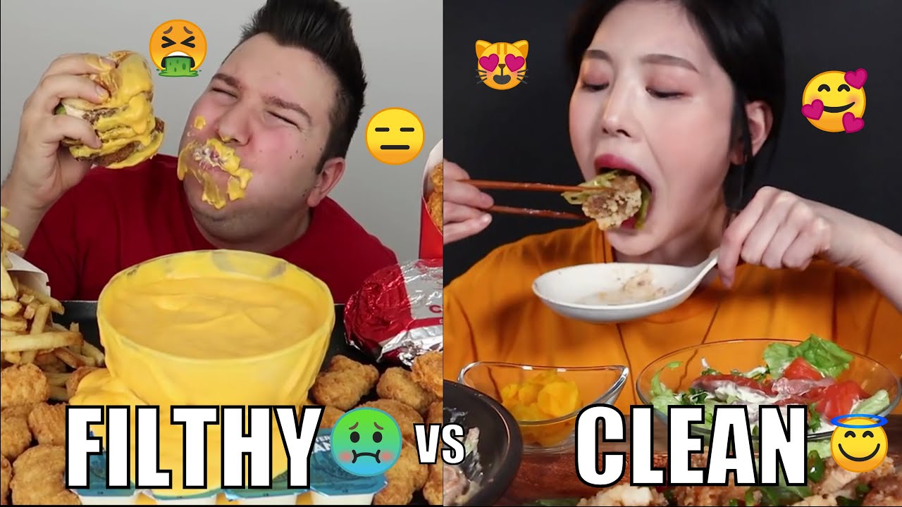 MUKBANGERS HUGE BITES |FILTHY VS. CLEAN| - YouTube