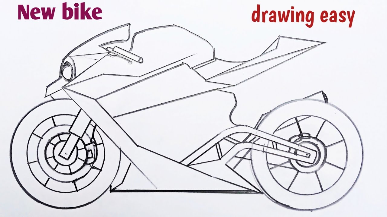 How to draw a New Bike | Step by step for Beginners | Sports bike ...