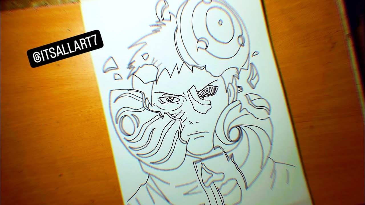 Drawing - obito uchiha with broken mask// speed drawing - obito with ...