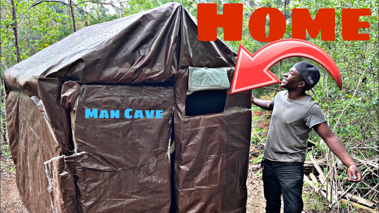 Building A House/Shed Out Of Sticks (Start to Finish) Bushcraft Shelter ...