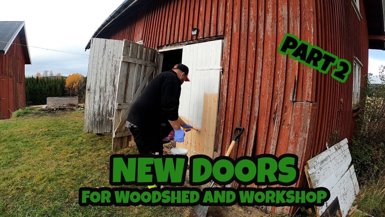 Finishing building new doors for workshop and woodshed - YouTube
