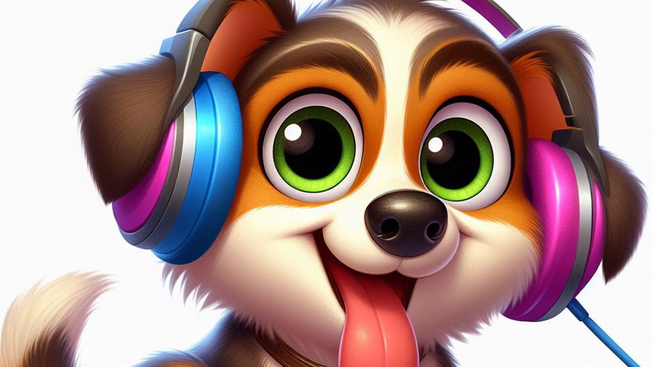 Catelul are casti colorate si asculta muzica - Cantece pentru copii ...