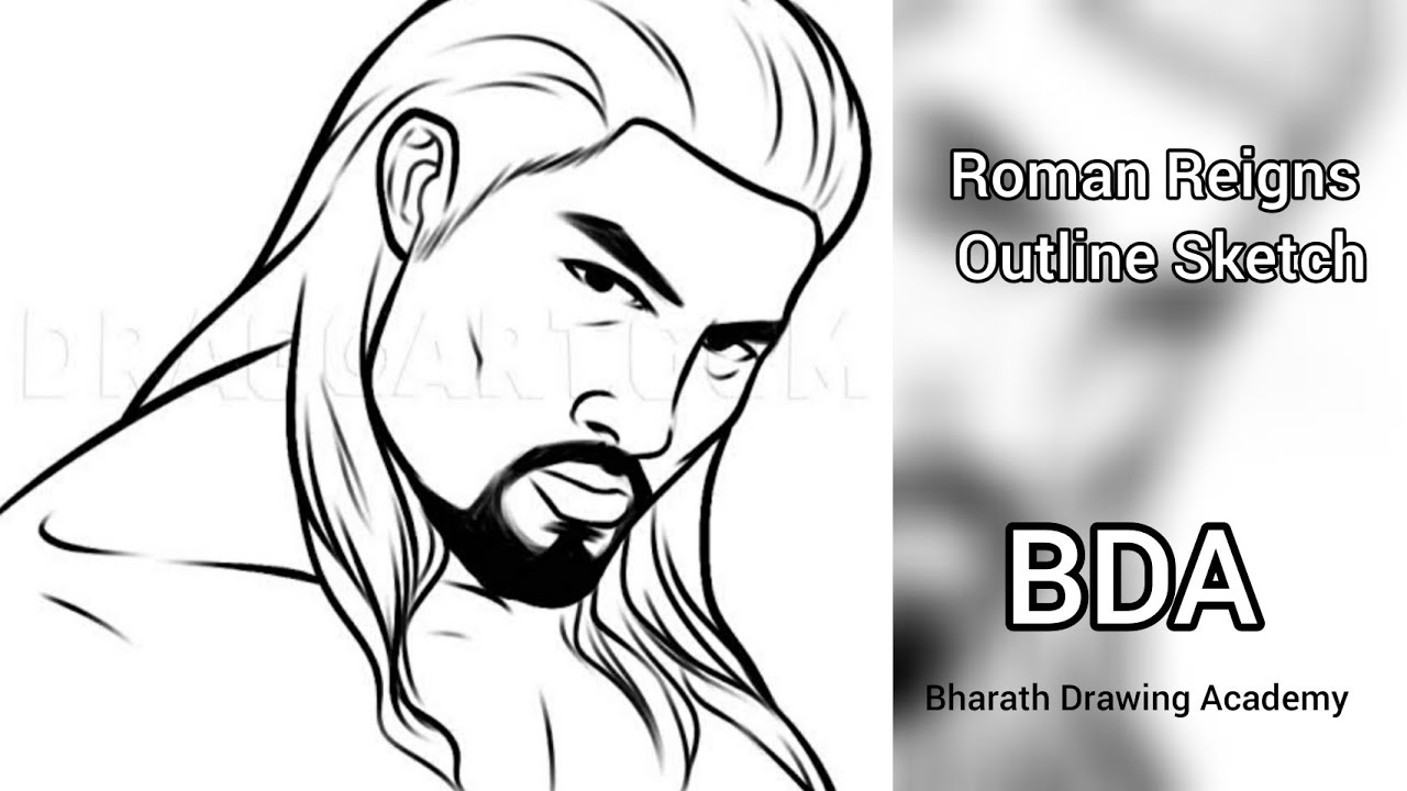 Roman Reigns Outline sketch Drawing - YouTube