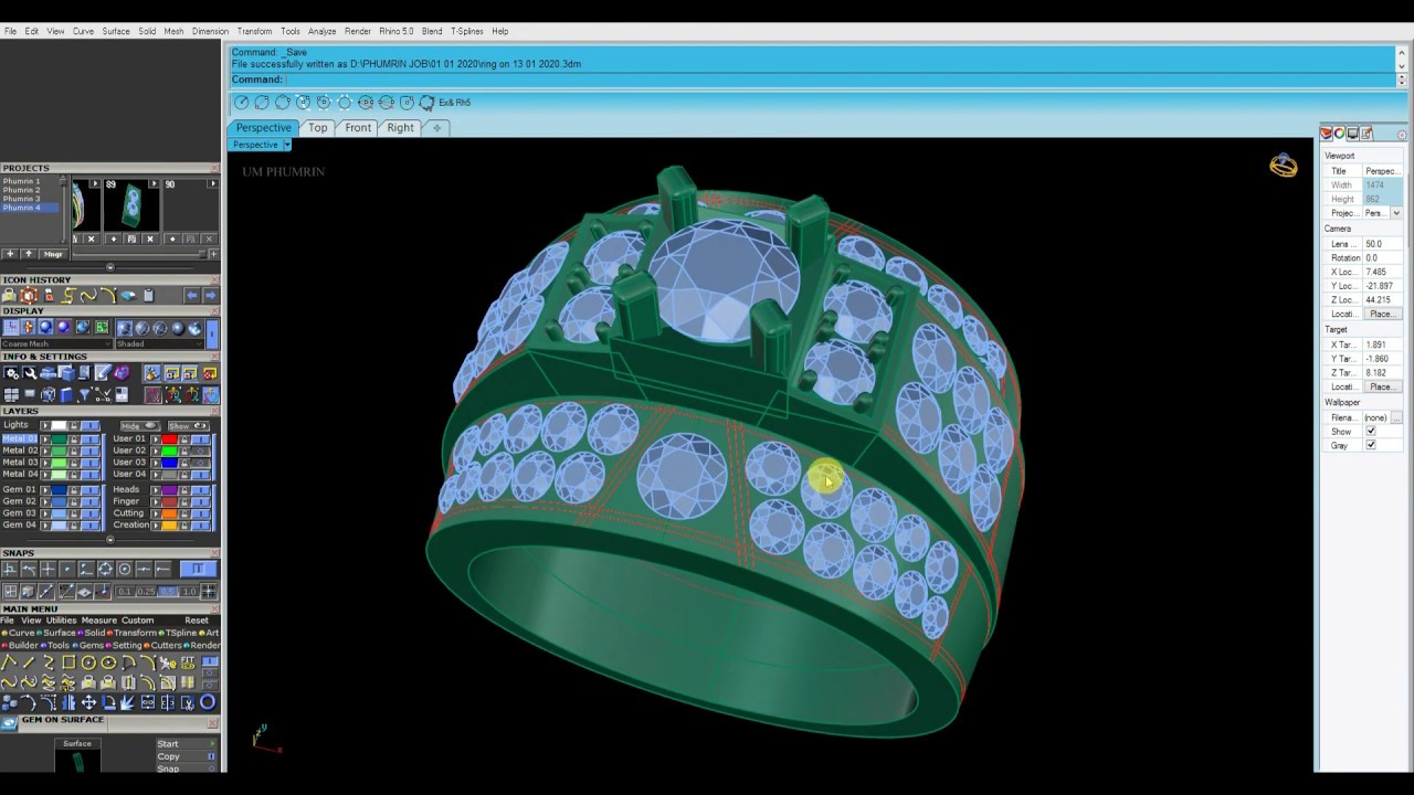 How to Design ring 3D gemvision jewelry design matrix 8 #030 #umphumrin ...